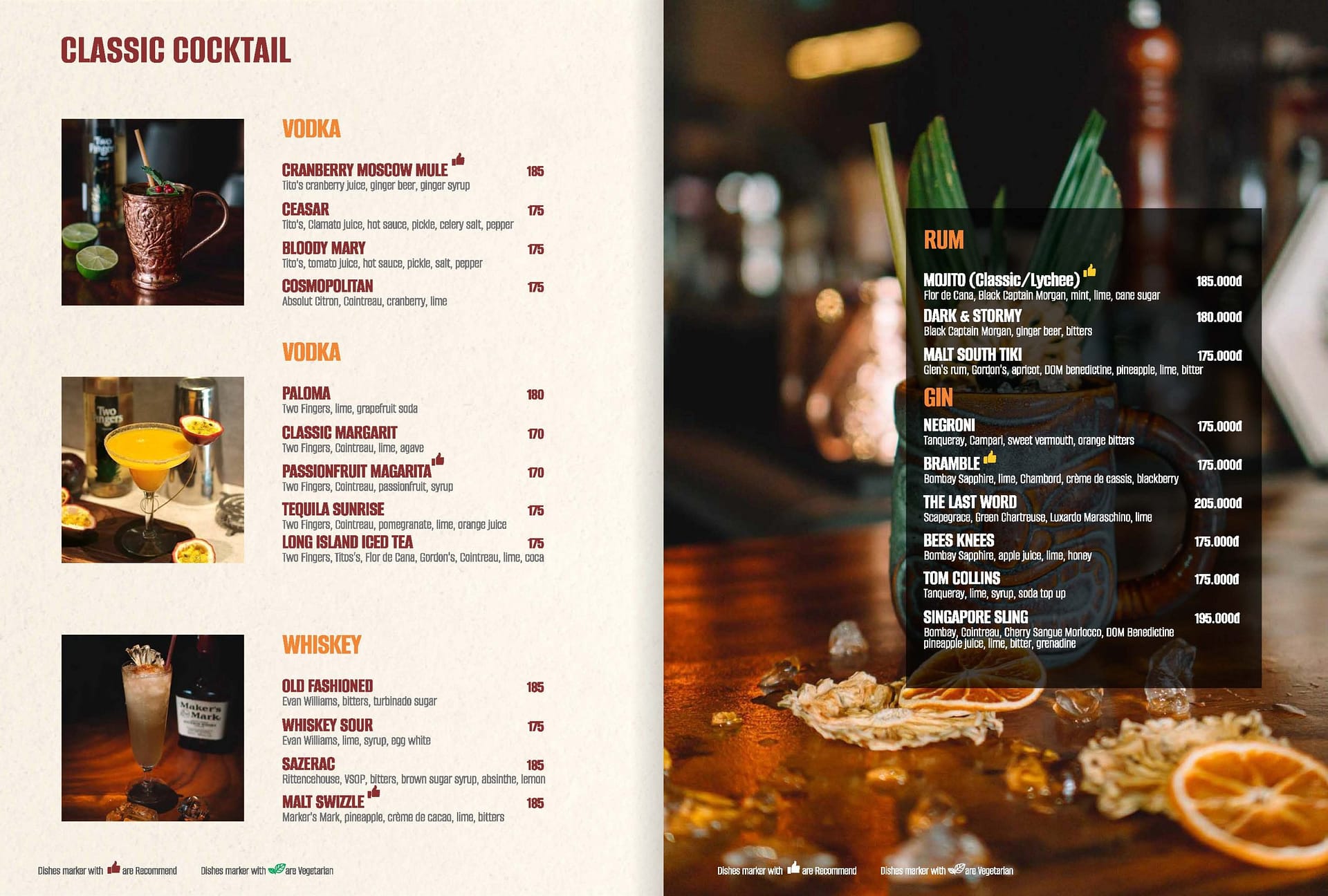 Menu quầy bar Spritz | Dịch vụ thiết kế menu thực đơn nhà hàng